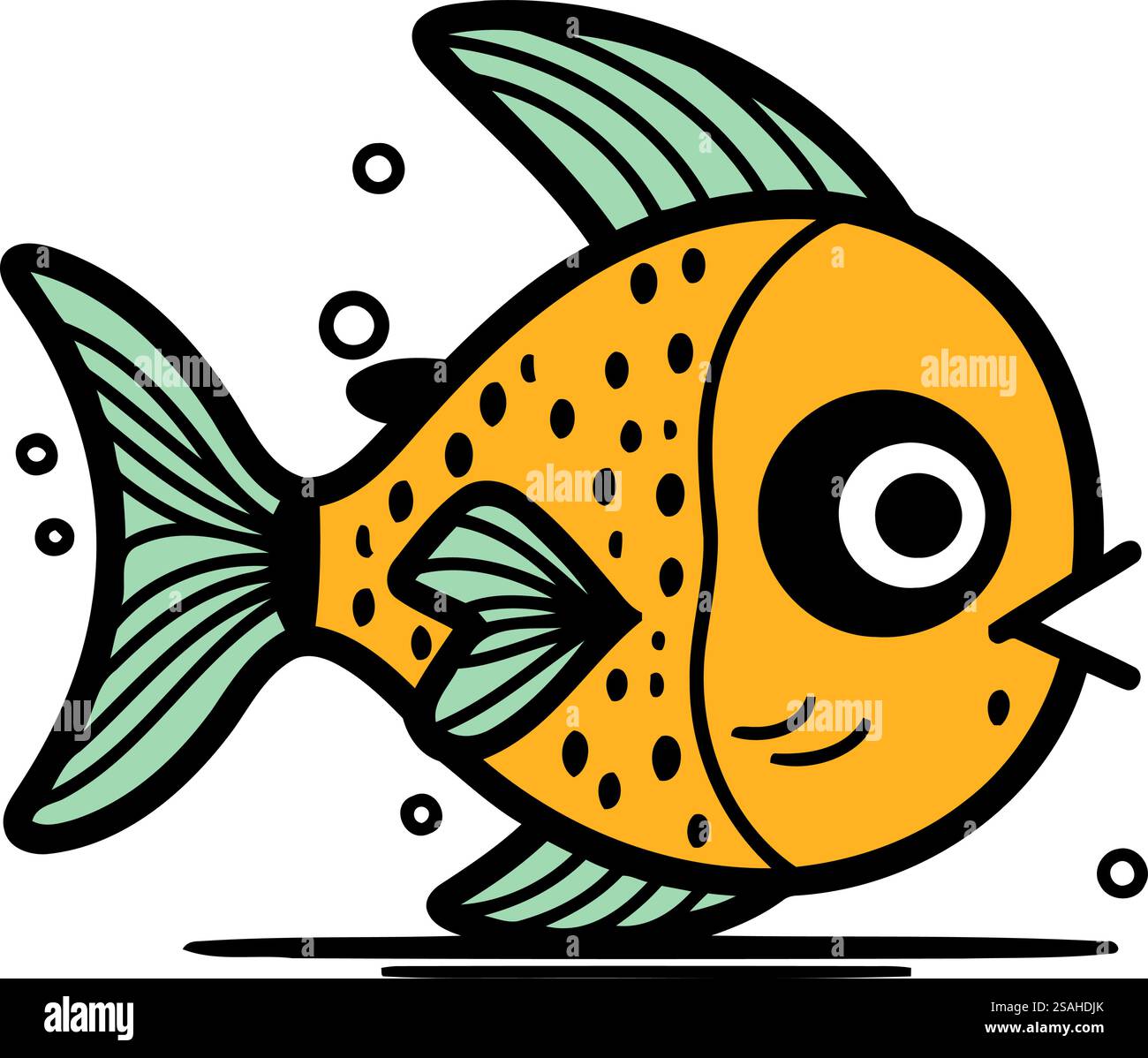 Cartoon funny fish. Vector illustration. Isolated on white background ...