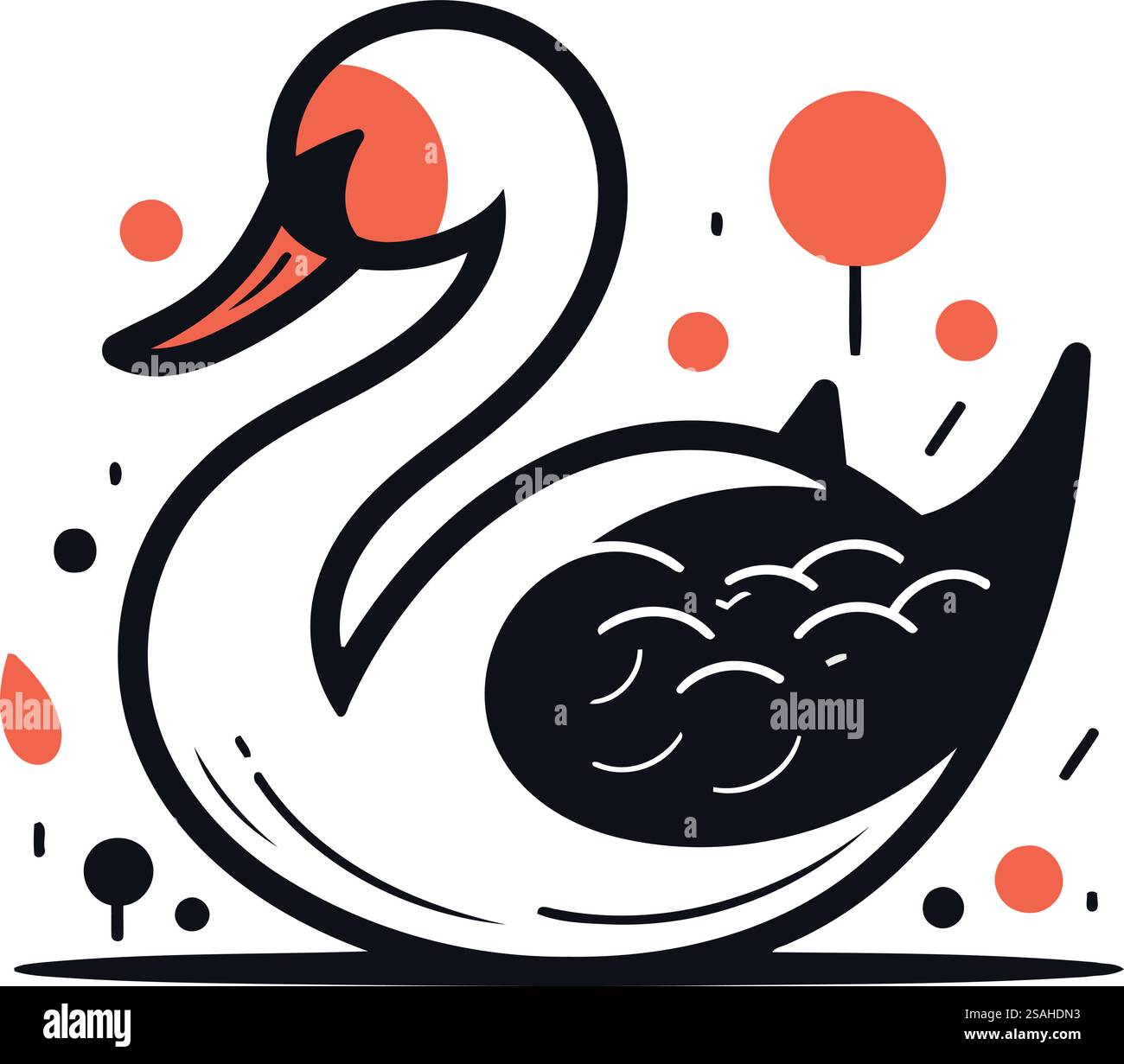Swan. Hand drawn vector illustration in doodle style Stock Vector Image ...
