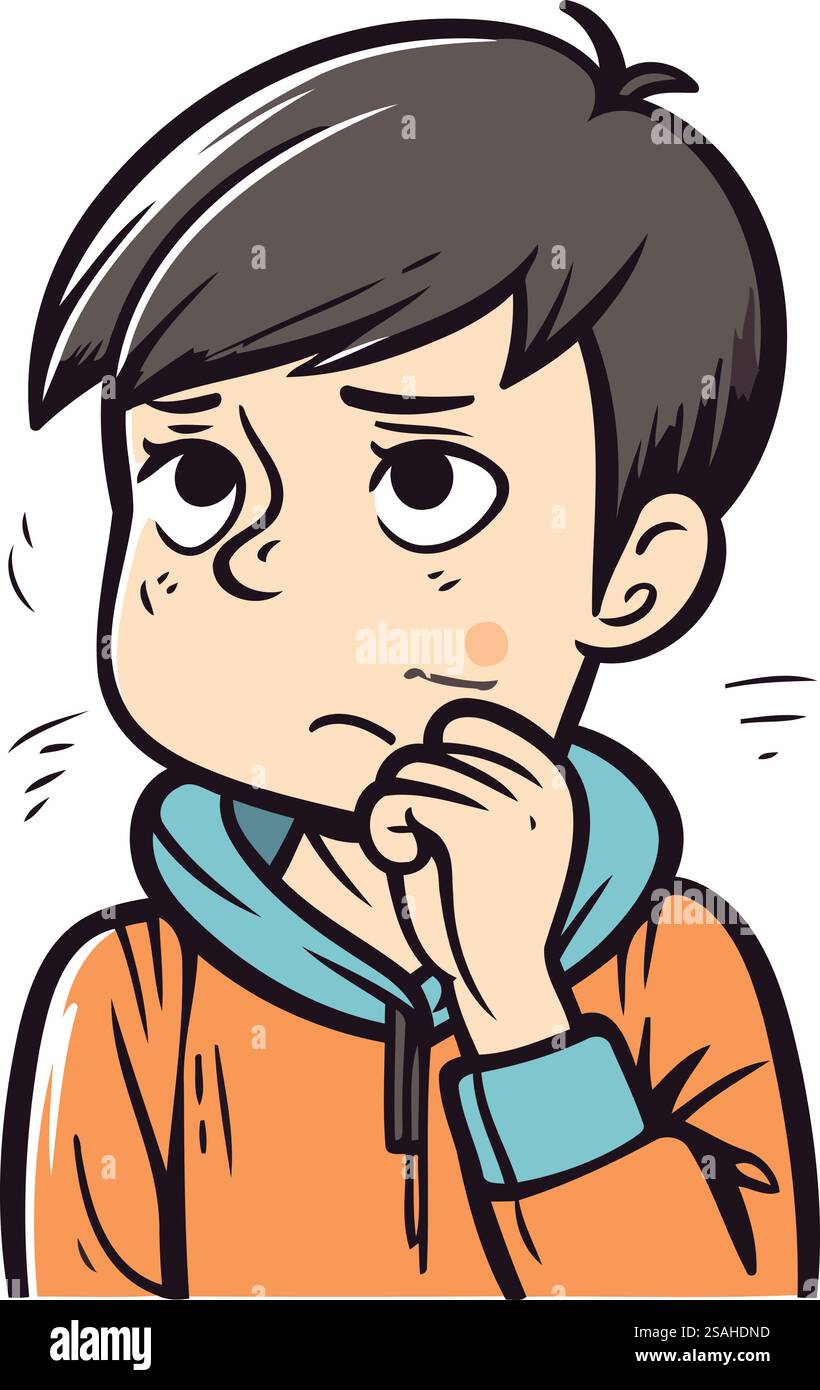 Illustration of a boy suffering from a cold. Vector cartoon Stock ...