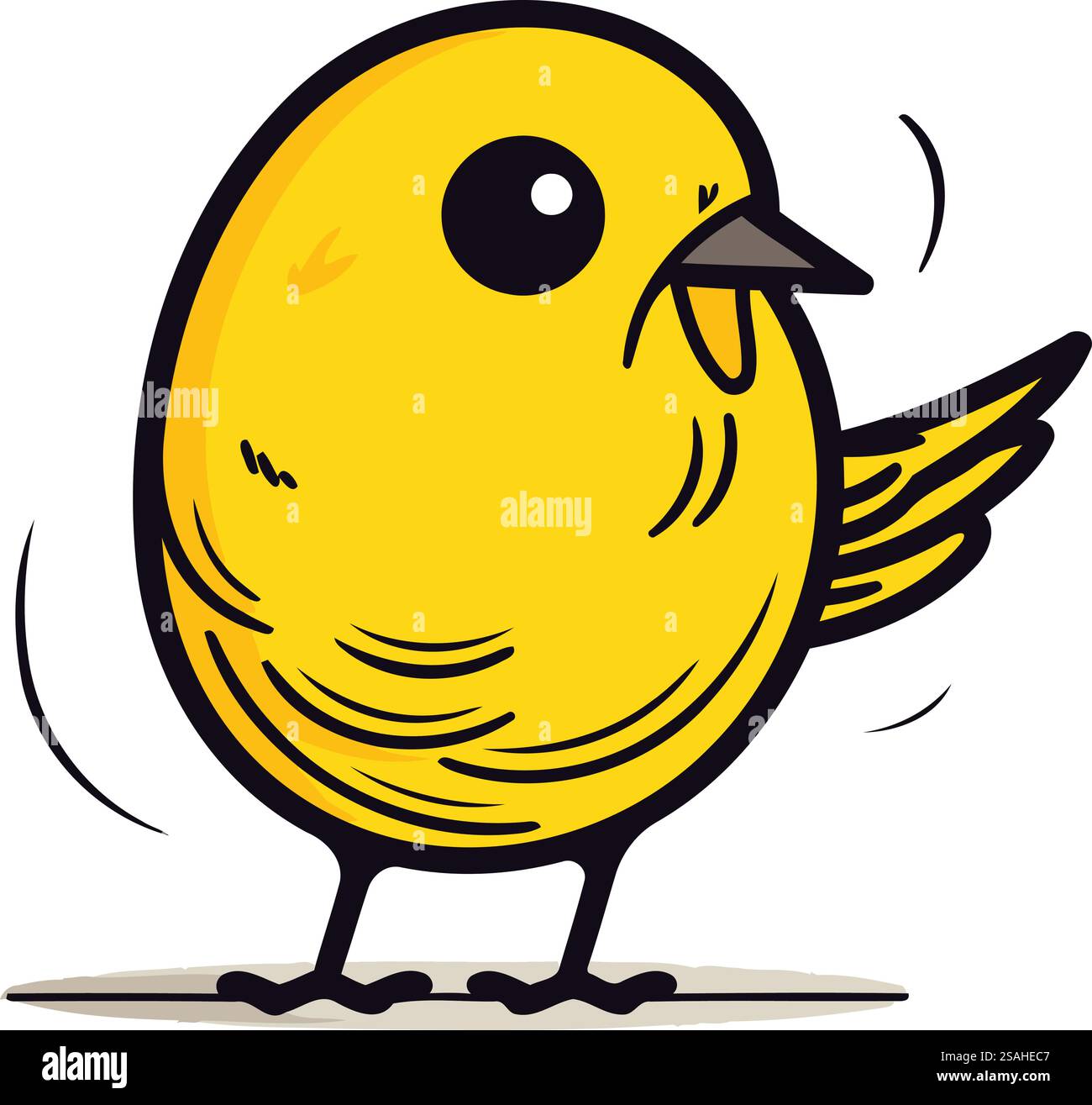 Cute yellow bird. Vector illustration isolated on a white background ...