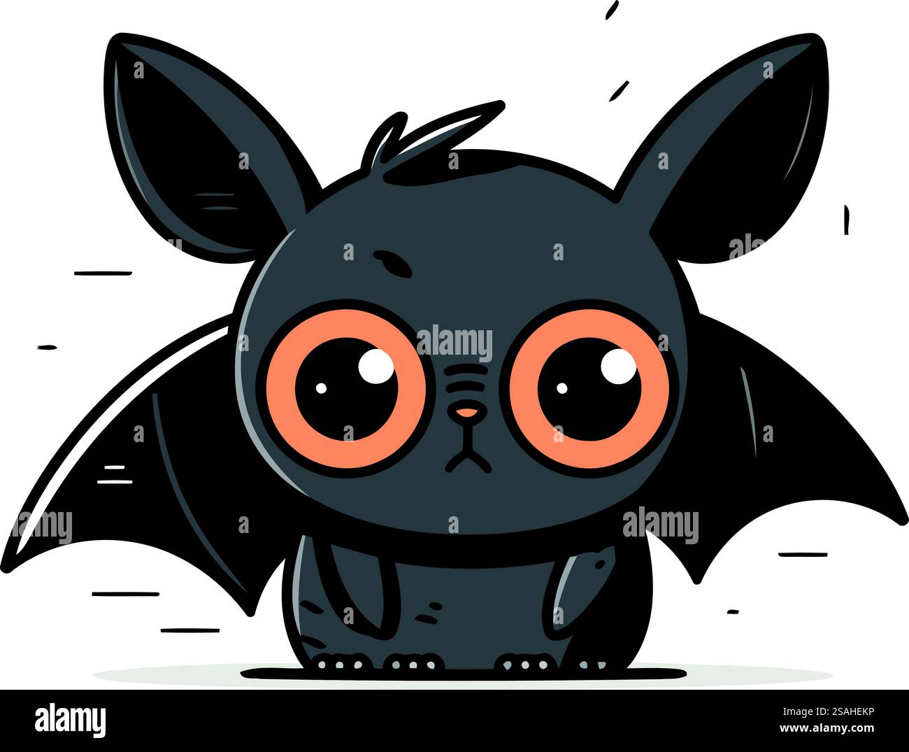 Cute little bat with big eyes. Vector illustration in cartoon style ...