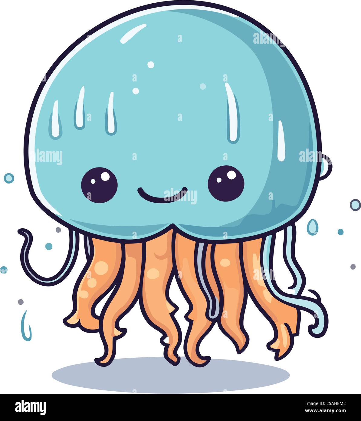 Cute cartoon jellyfish character. Vector illustration isolated on white ...