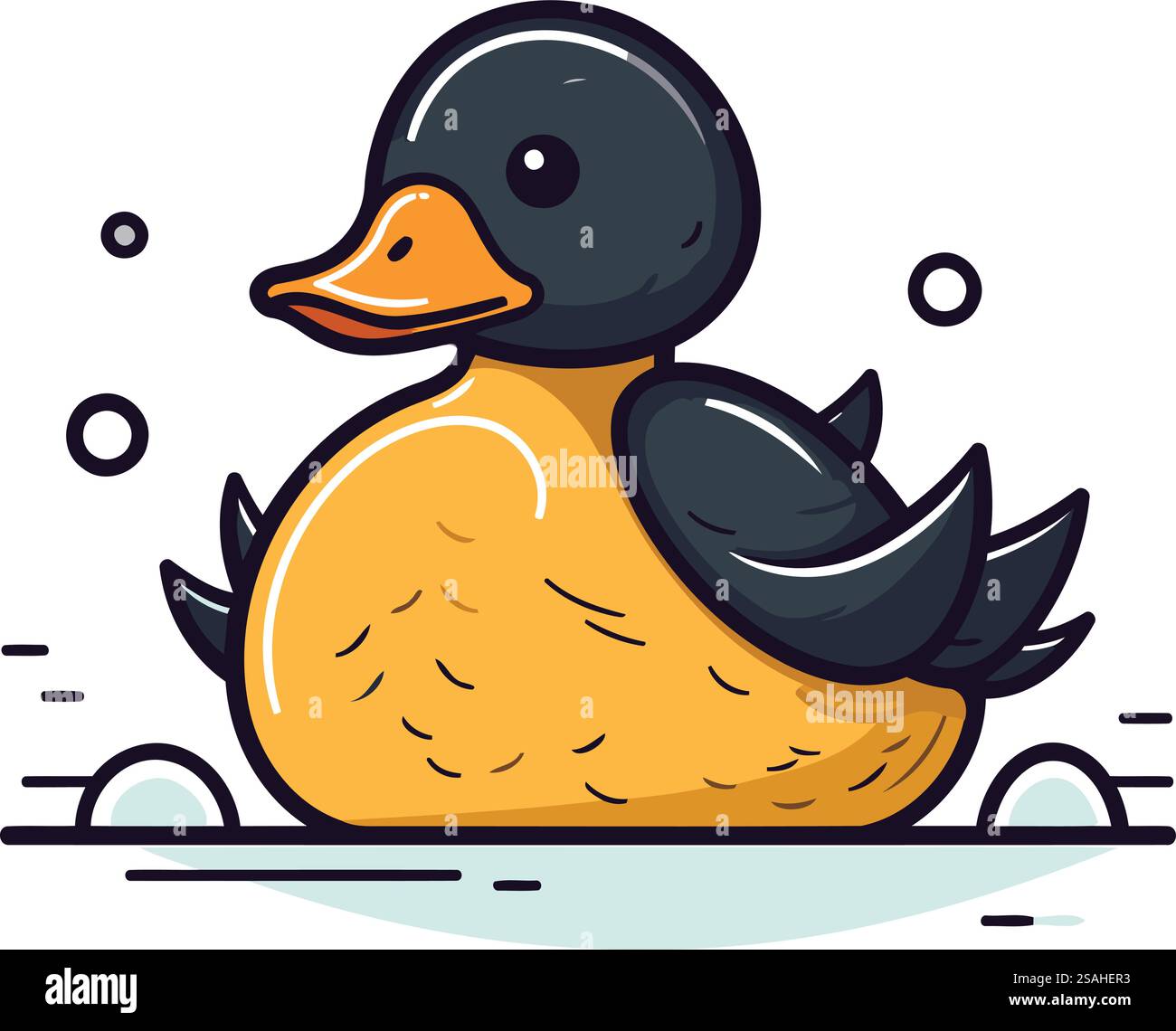 Cute duck swimming on the water. Vector illustration in cartoon style ...