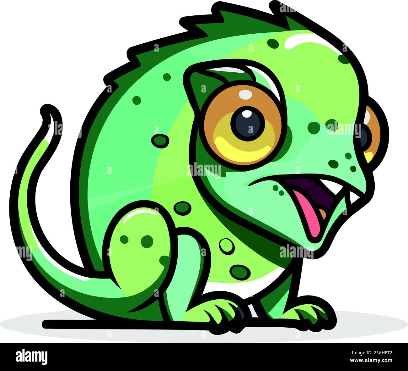 Cute cartoon chameleon character. Colorful vector illustration Stock ...