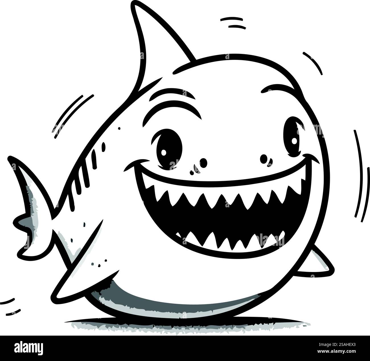 Cartoon shark. Vector illustration on white background. Isolated Stock ...
