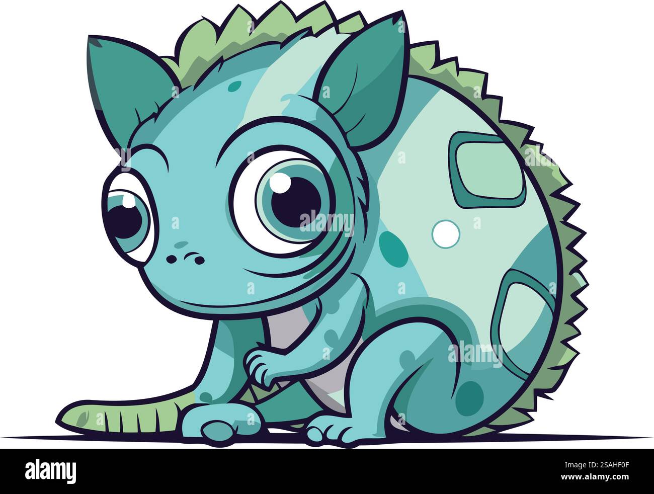 Cute cartoon chameleon on white background. Vector illustration Stock ...