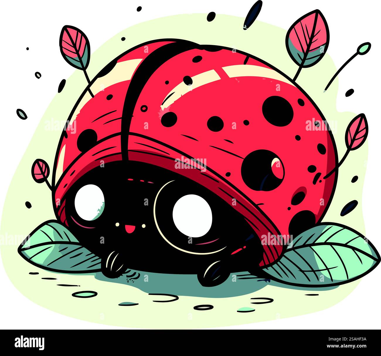 Cute cartoon ladybug vector illustration. Hand drawn ladybug Stock ...
