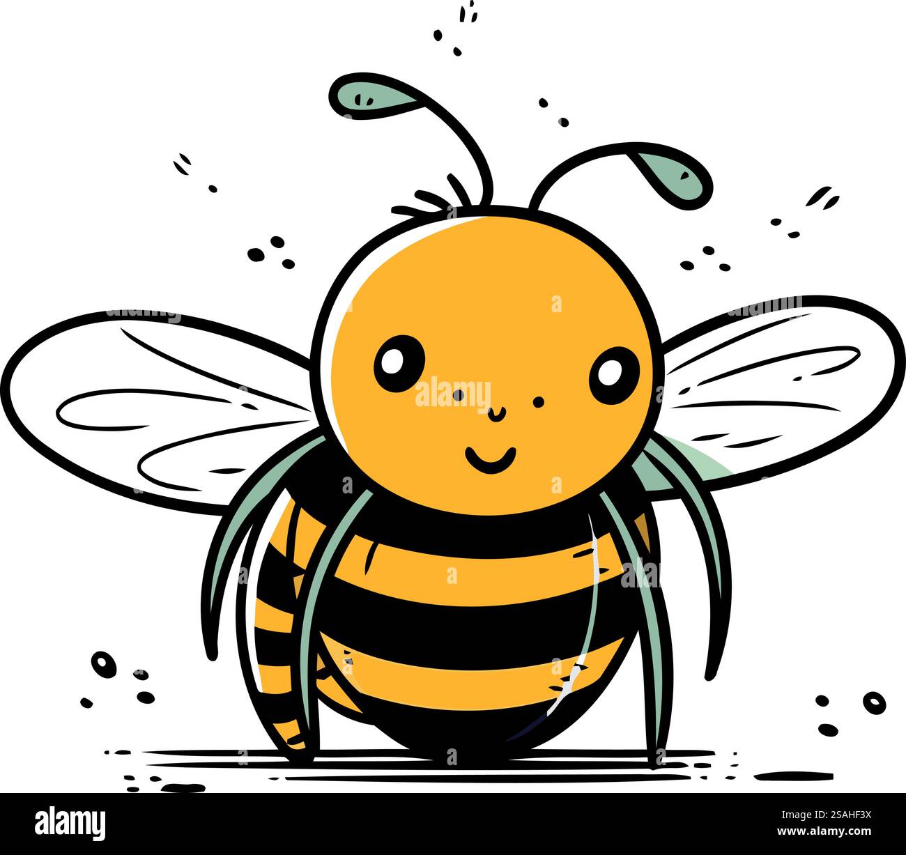 Cute cartoon bee. Vector illustration. Isolated on white background ...