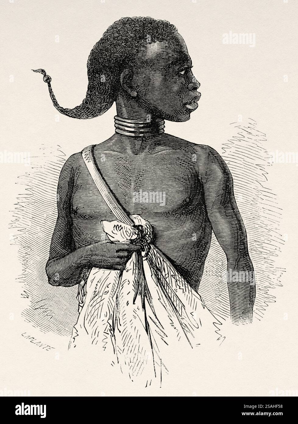 Obbo tribe royal prince, Uganda. East Africa. Drawing by Alphonse de ...