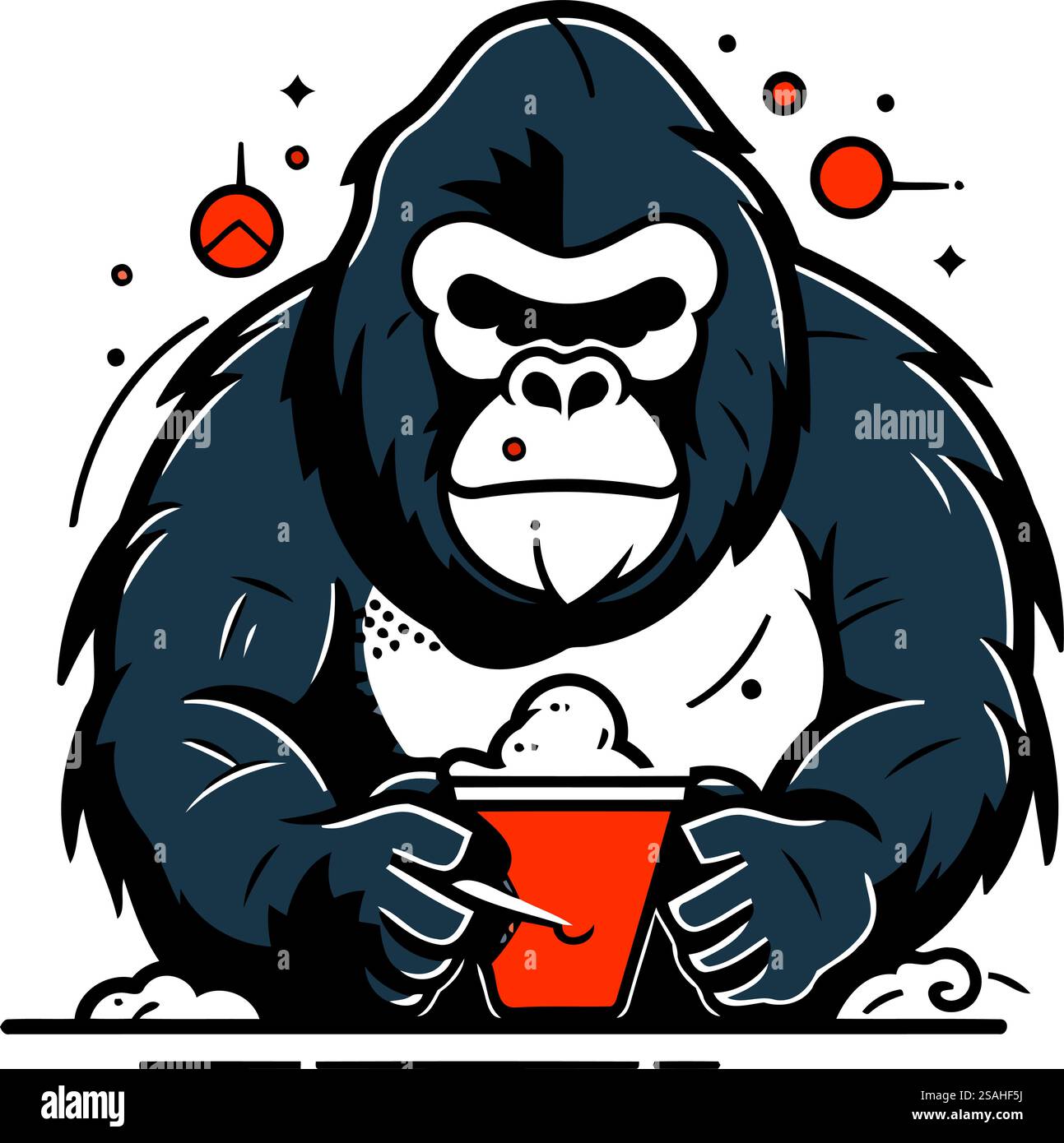 Gorilla with ice cream. Vector illustration in cartoon style Stock ...