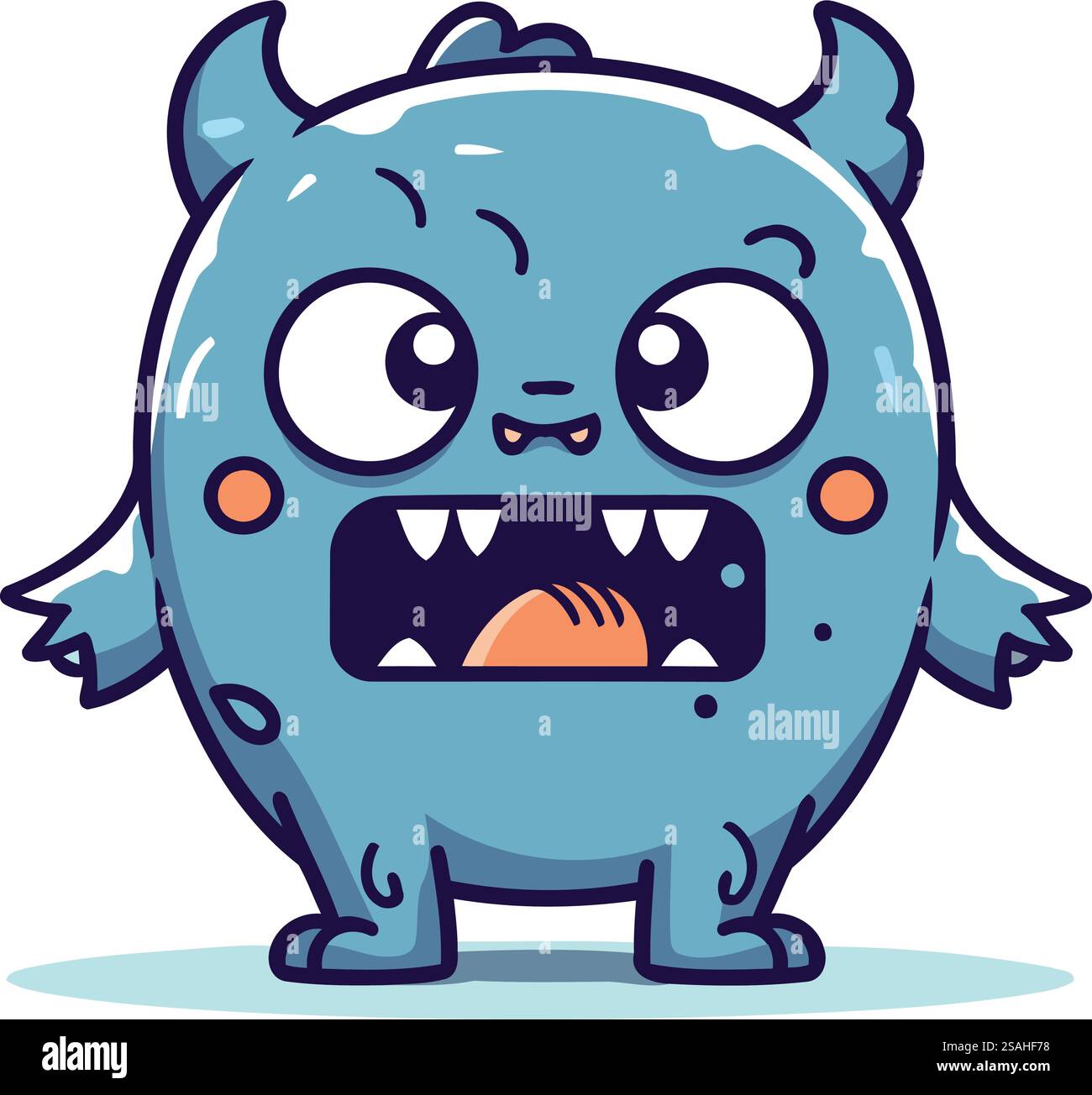 Angry cartoon monster. Vector illustration of cute monster. Halloween ...