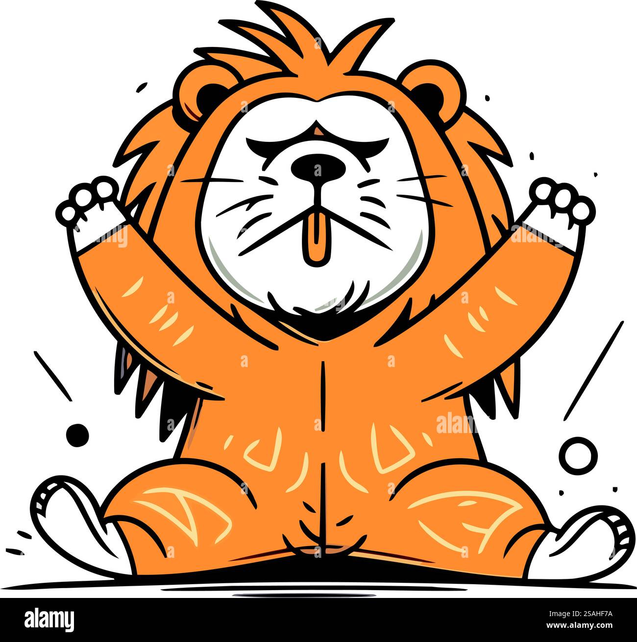 Lion in yoga pose. Vector illustration. Isolated on white background ...