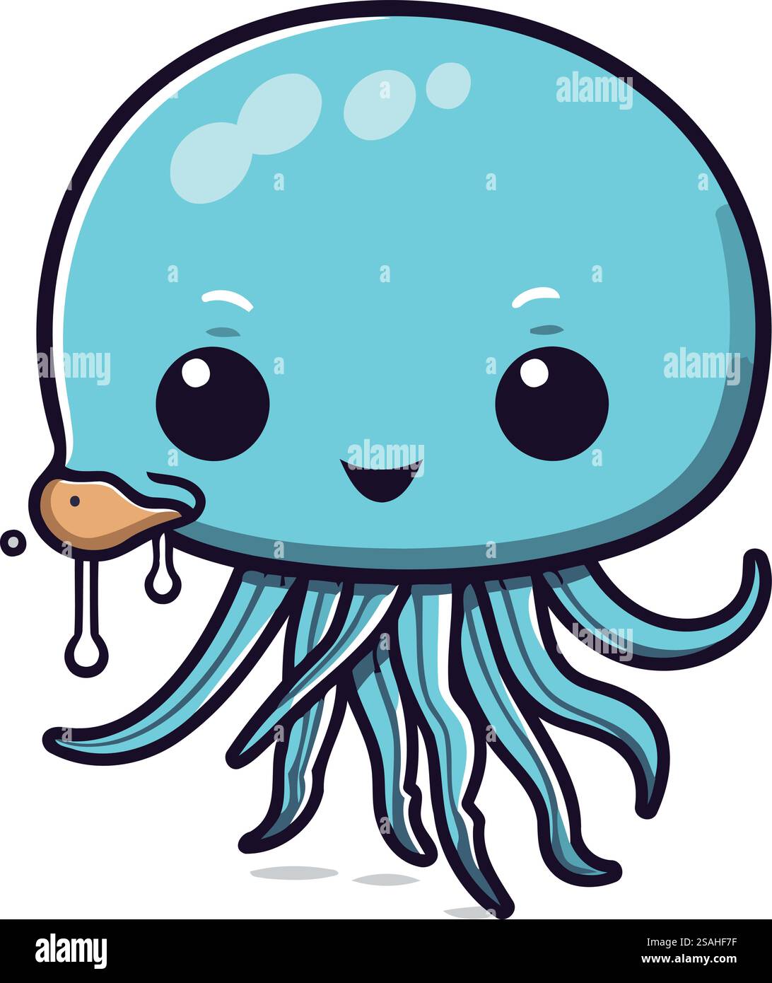 Cute Jellyfish Cartoon Mascot Character Vector Illustration Stock ...