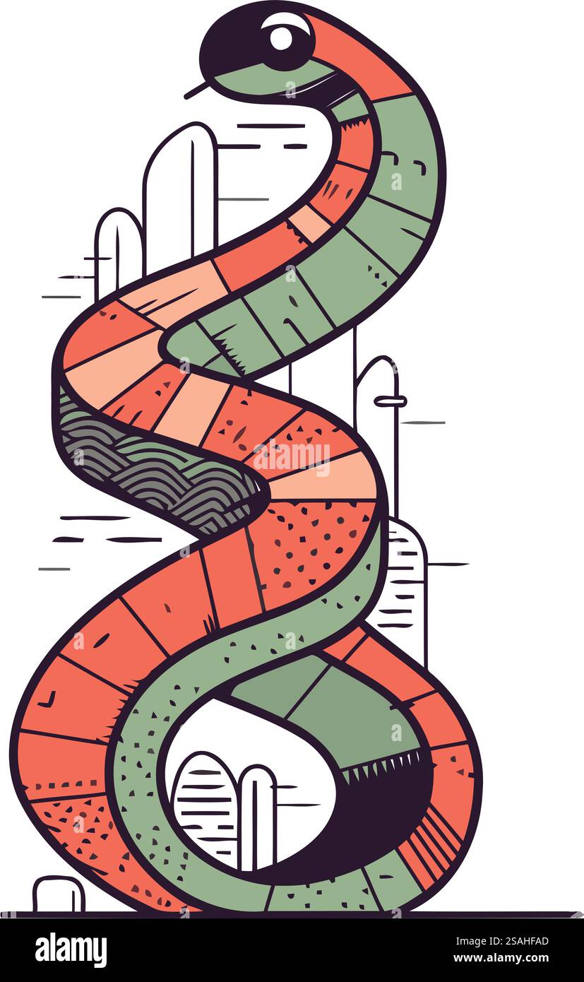 Cute snake vector illustration in doodle style. Can be used as a print ...