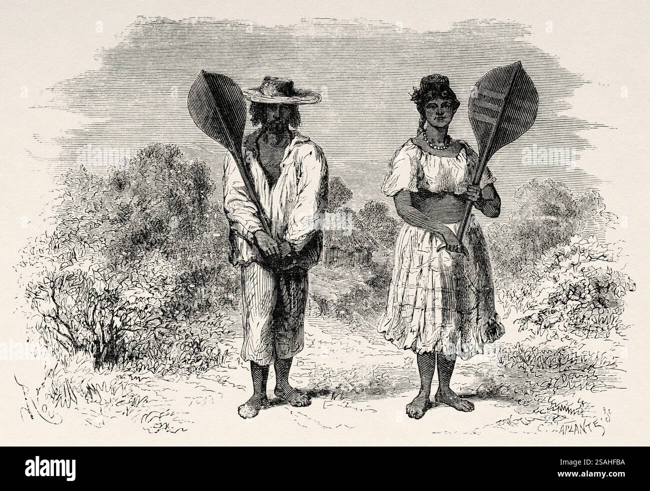 Mestizo man and woman in Sao Paulo de Olivenca, Amazon state. Brazil ...