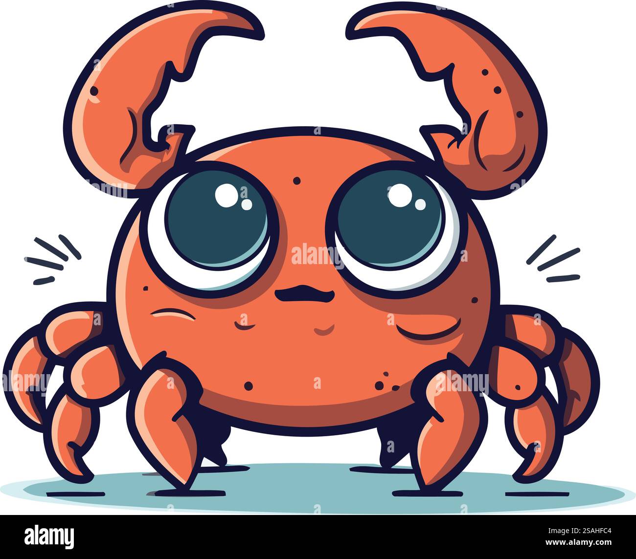 Cute cartoon crab with big eyes. Vector illustration on white ...