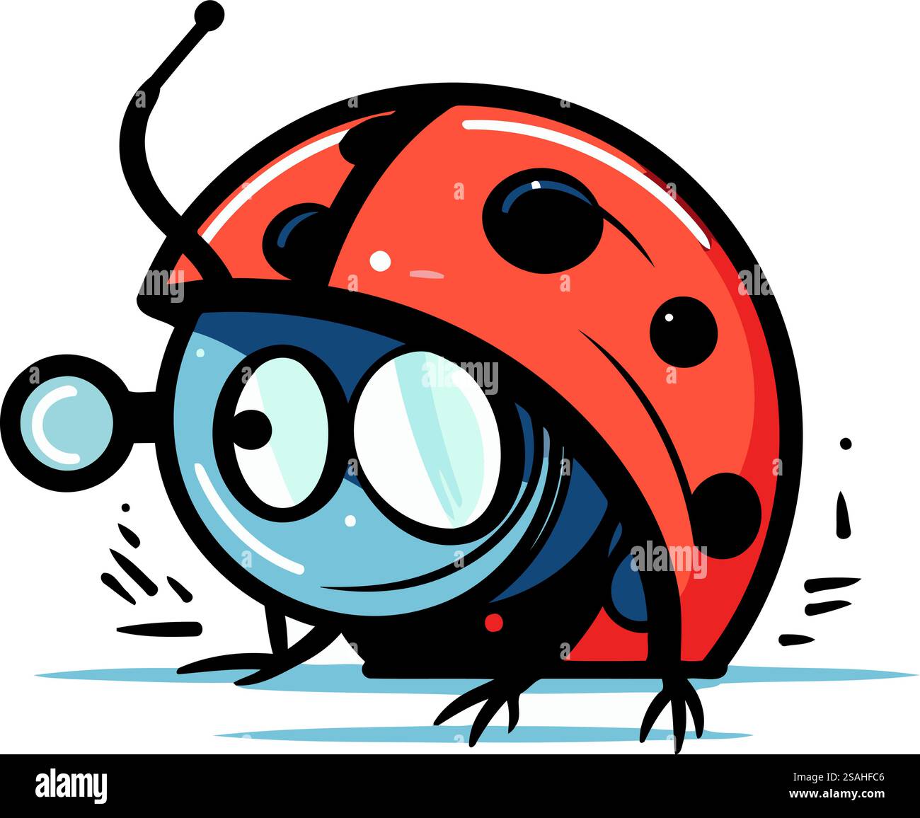 Cute cartoon ladybug with big eyes. Vector illustration isolated on ...