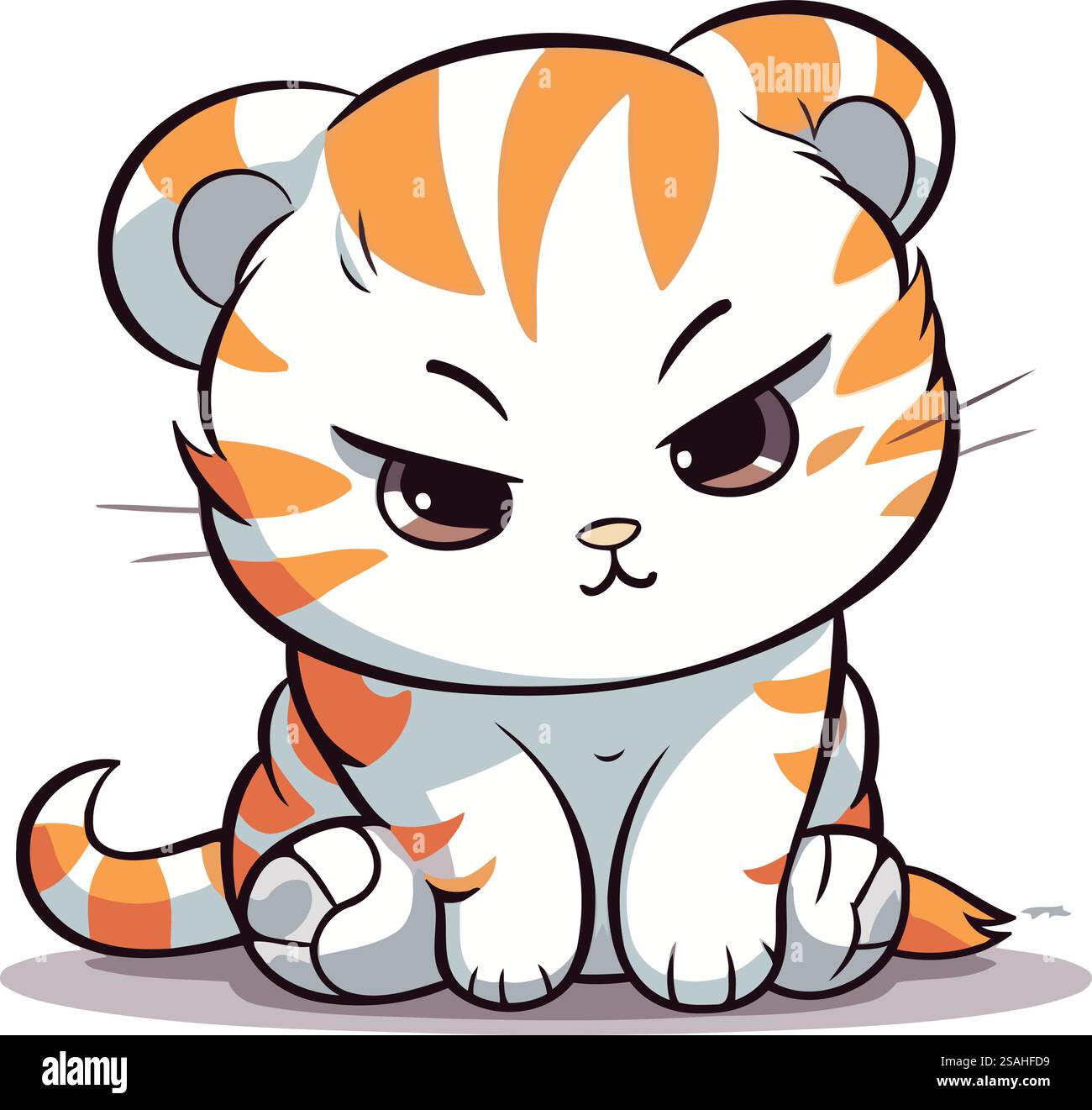 Cute cartoon tiger. Vector illustration isolated on a white background ...
