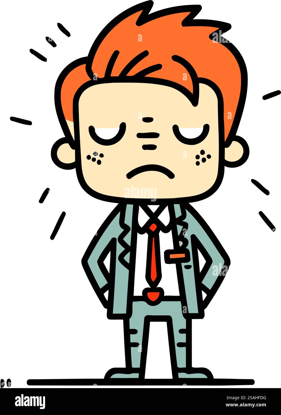 Angry cartoon man in suit. Vector illustration. Emotion concept Stock ...