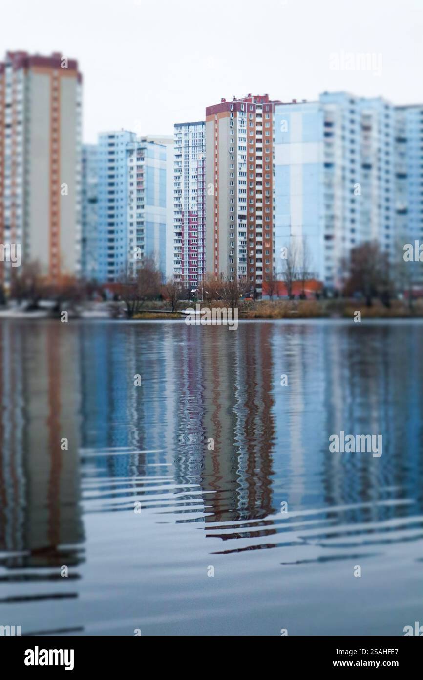 Kyiv, Ukraine December 7, 2024 Water surface in an urban environment ...