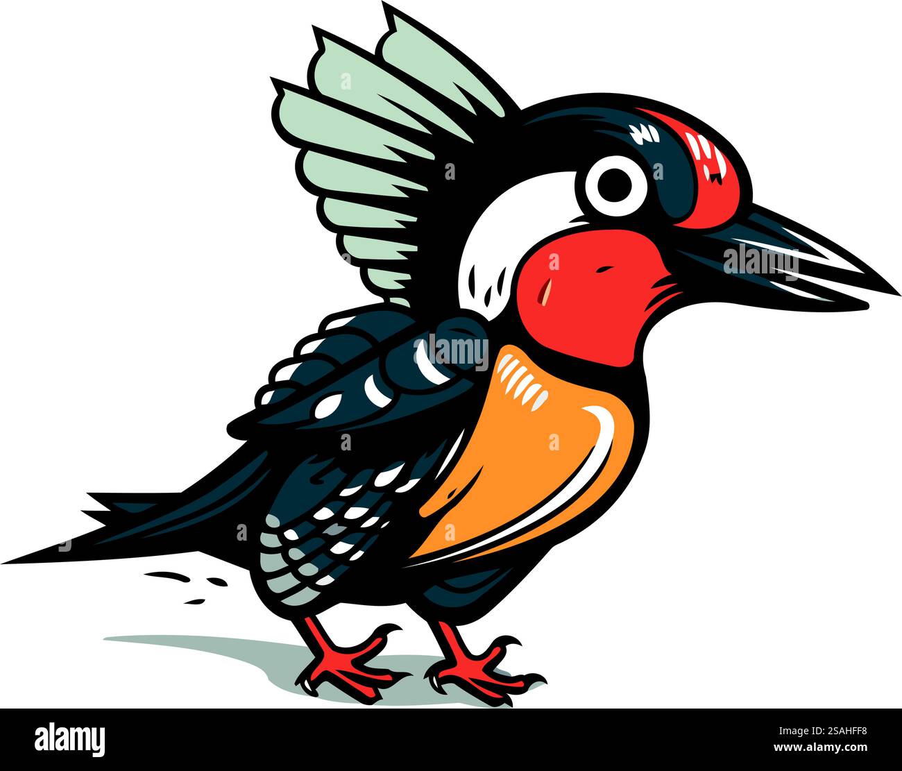 Woodpecker vector illustration. Hand drawn cartoon woodpecker Stock ...
