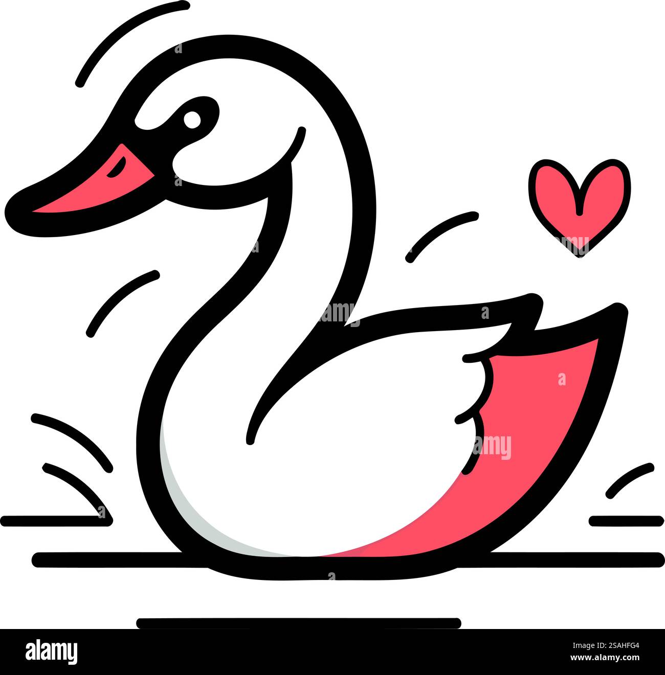 Swan with heart. Vector illustration in doodle style Stock Vector Image ...