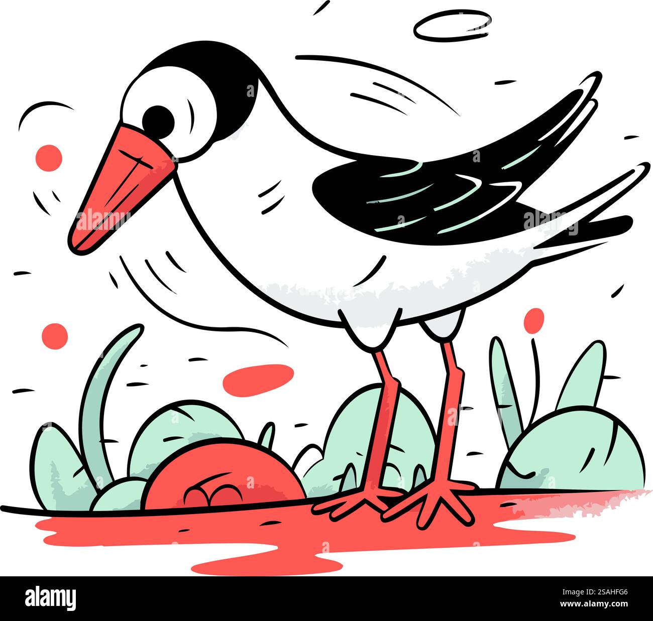 Vector hand drawn illustration of a seagull. Isolated objects on white ...