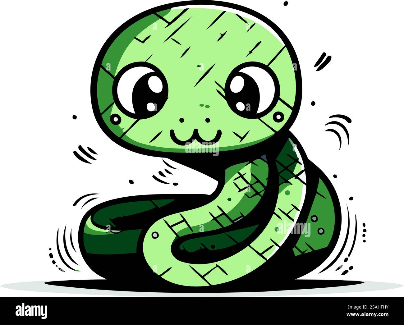Cute cartoon snake. Vector illustration. Isolated on white background ...