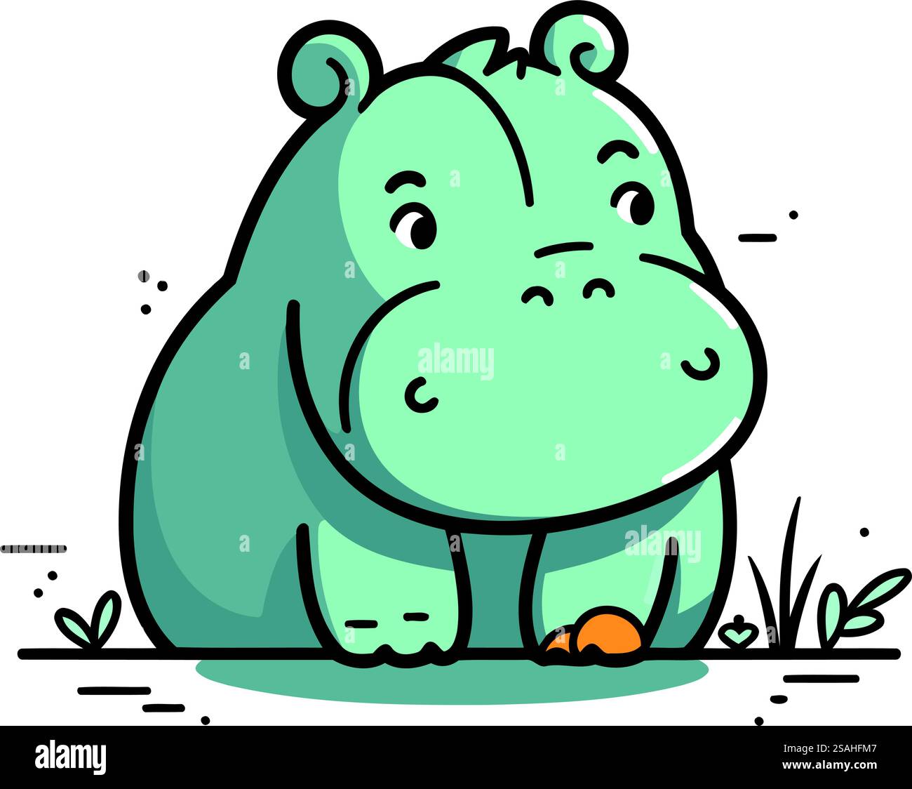 Cute hippopotamus. Vector illustration in flat cartoon style Stock ...