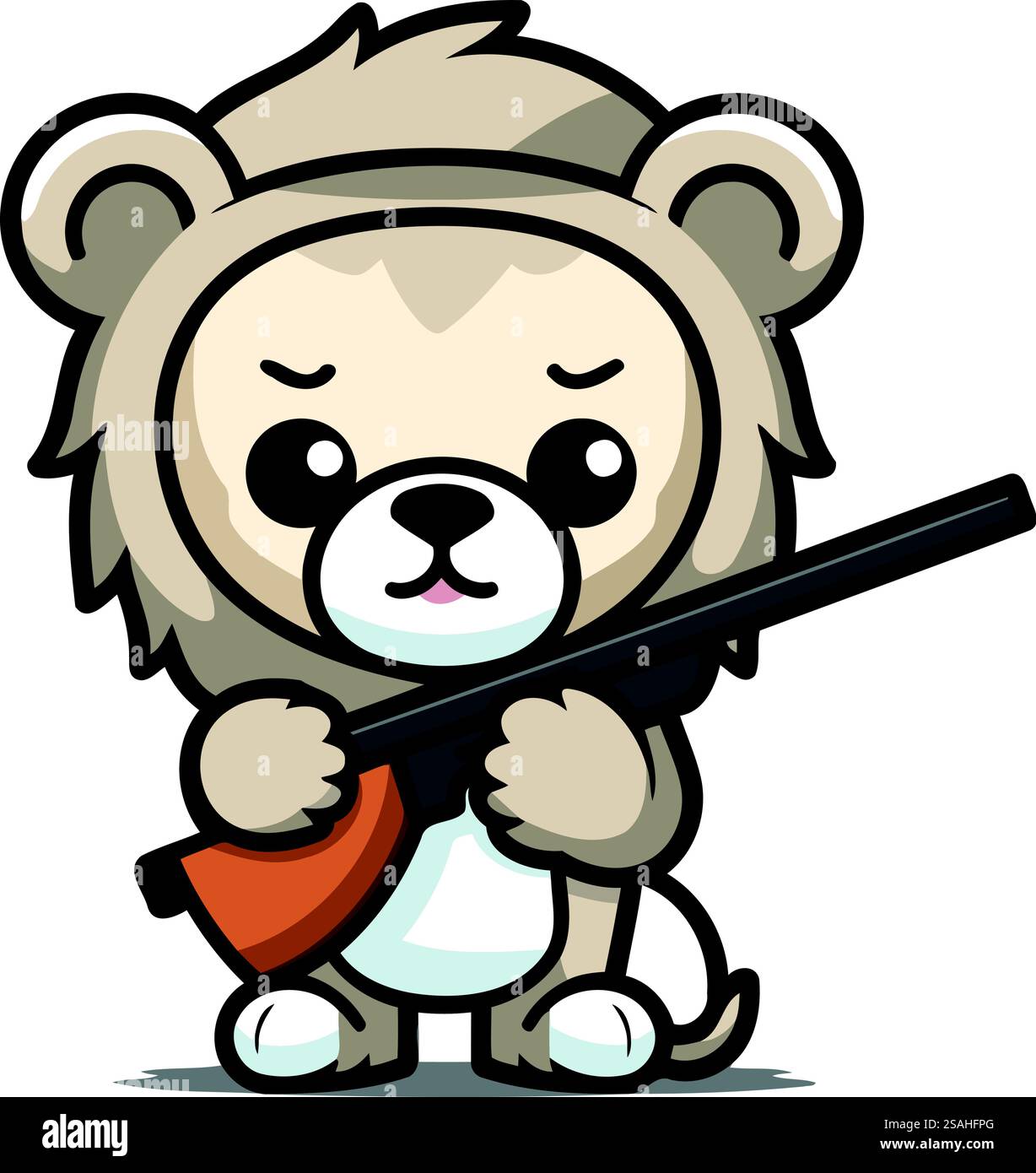Cute bear with gun character cartoon vector illustration. Cute animal ...