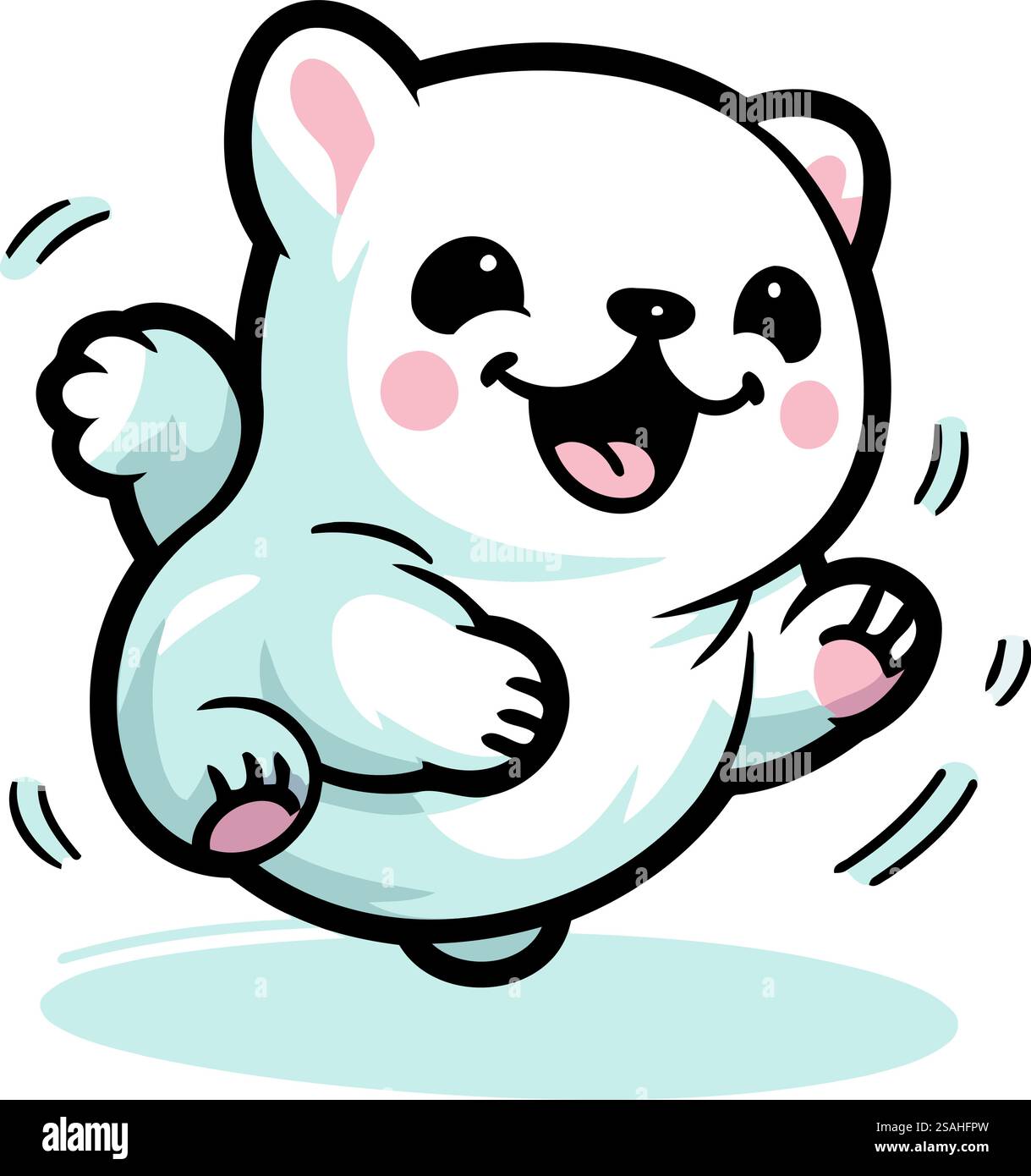 Polar bear jumping on white background. Cute cartoon character Stock ...