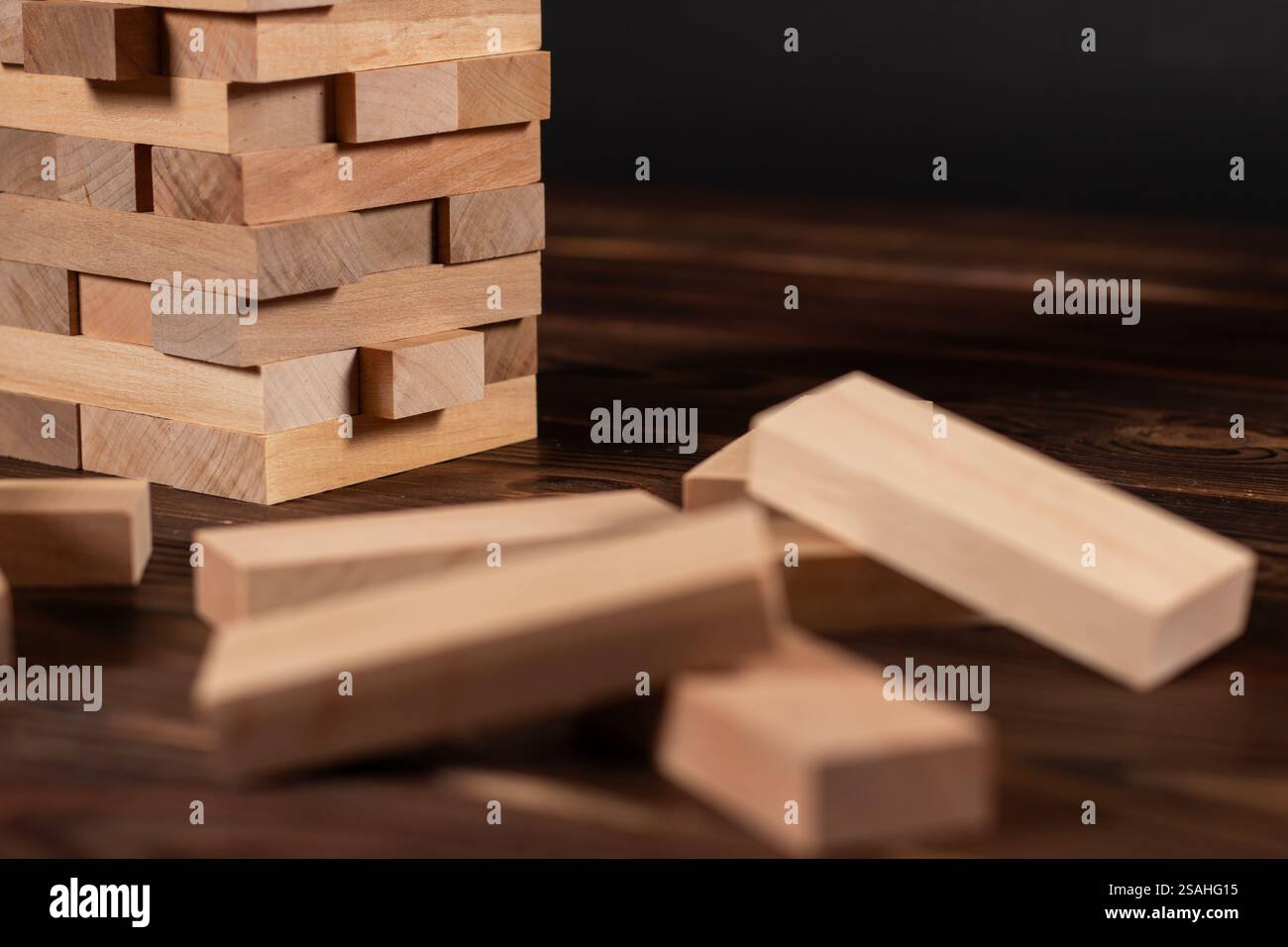 Blocks wood game with copy space, The tower from wooden blocks from the ...