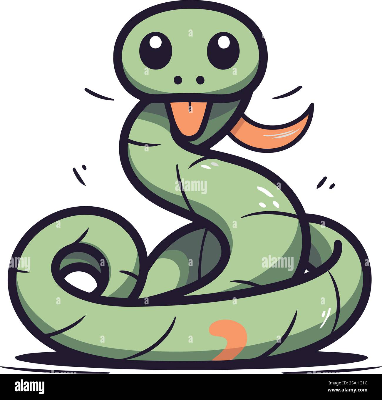 Cute cartoon snake. Vector illustration. Isolated on white background ...