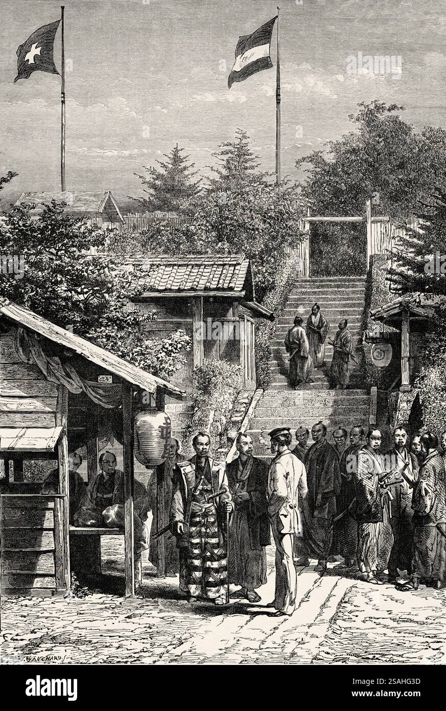 The guard of the Swiss legation, Tokyo. Japan. Drawing by Alphonse de ...