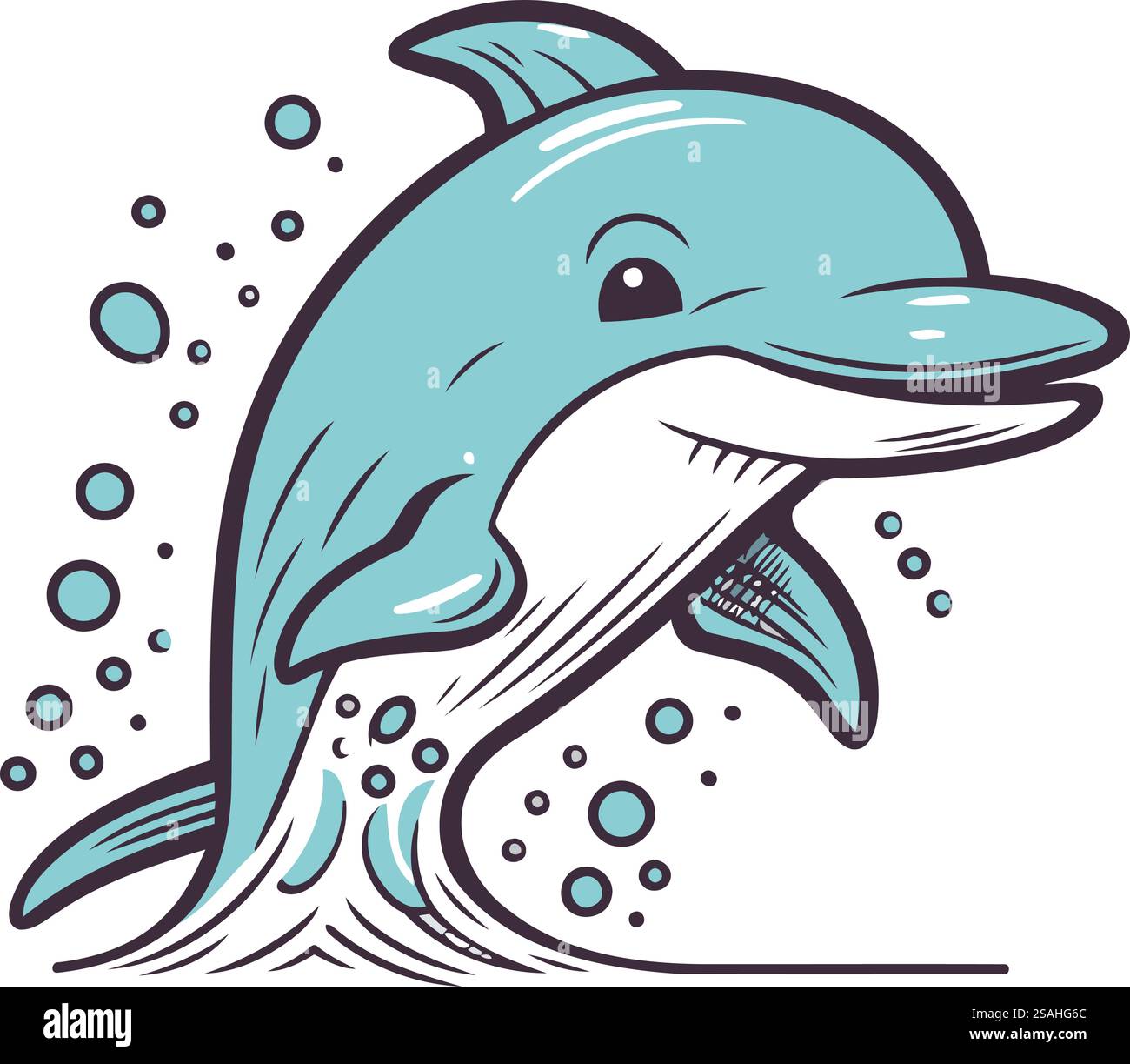 Dolphin. Vector illustration of a dolphin in cartoon style. Sea animal ...