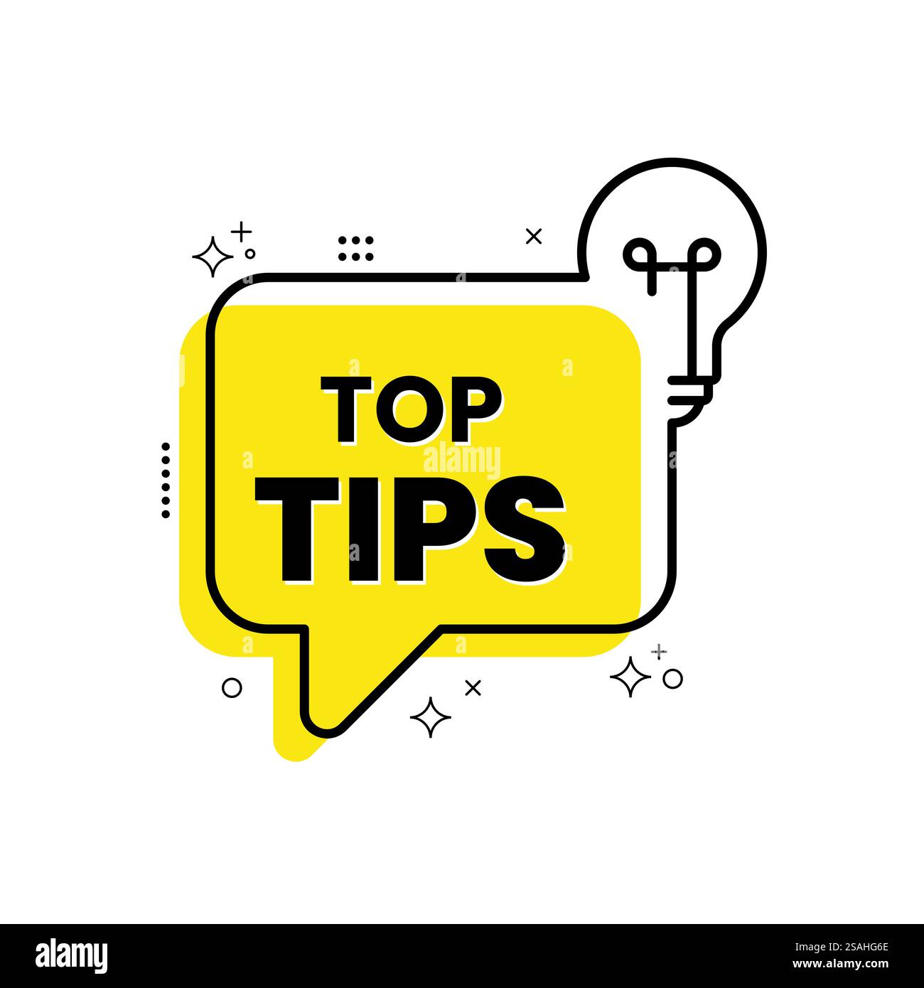 Top tips geometric message bubble with light bulb emblem. Banner design for business and ...