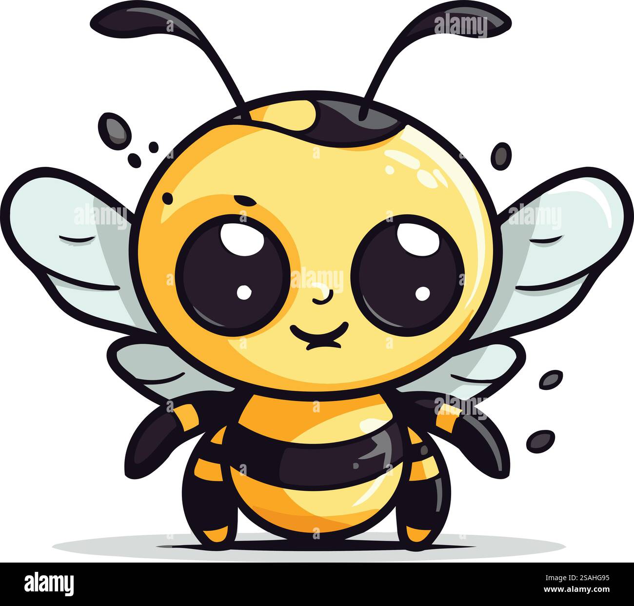 Cute cartoon bee. Vector illustration. Isolated on white background ...