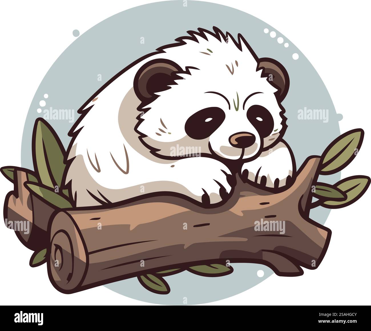 Cute panda bear sitting on a log. Vector illustration Stock Vector ...