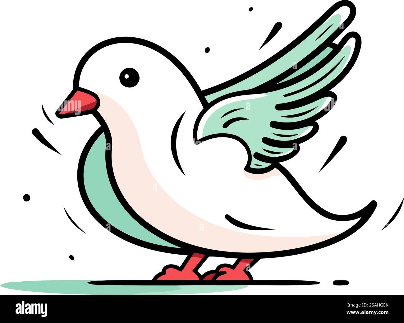 Pigeon flying with wings. Vector illustration in flat style Stock ...