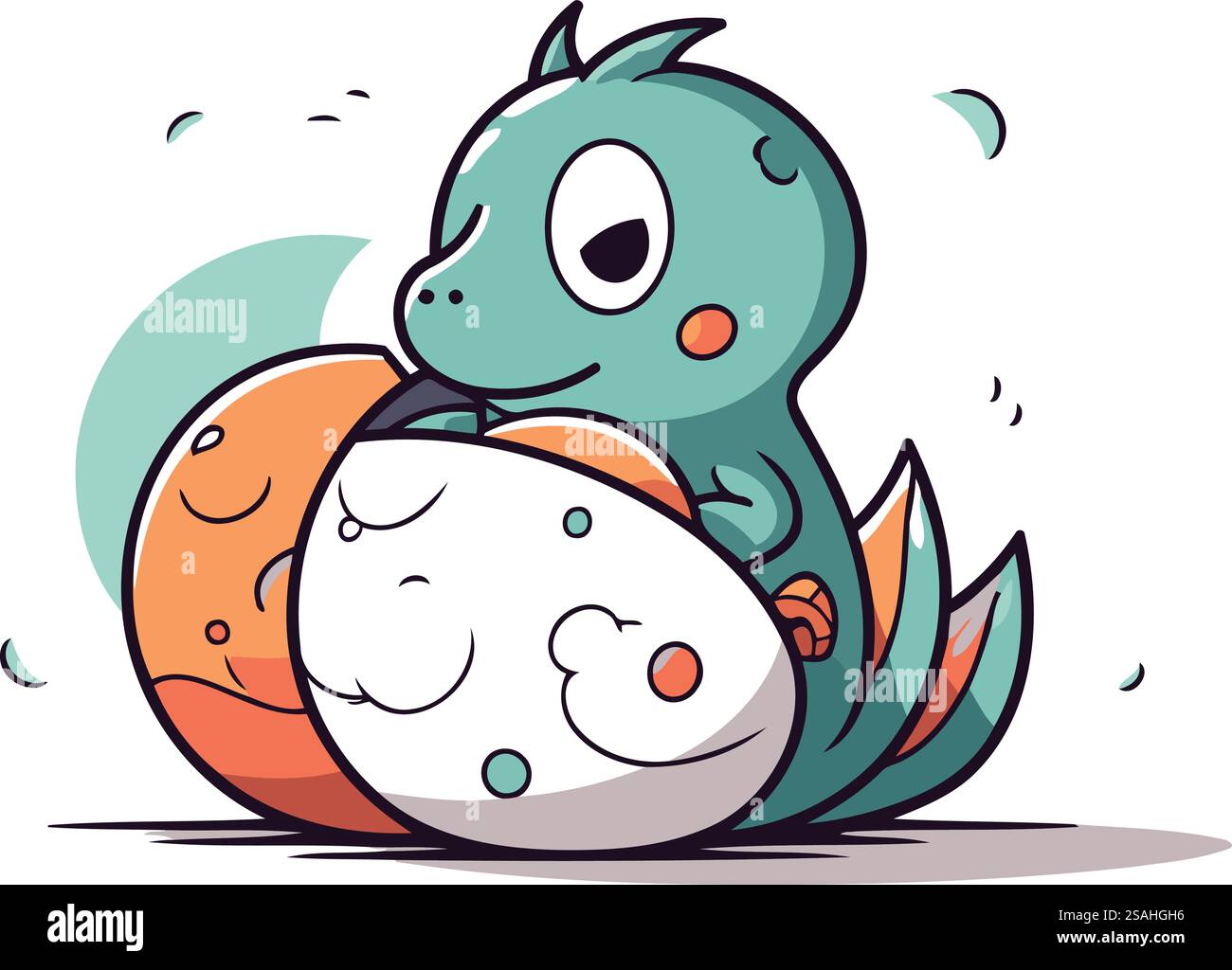 Cute monster with a shell. Vector illustration in cartoon style Stock ...