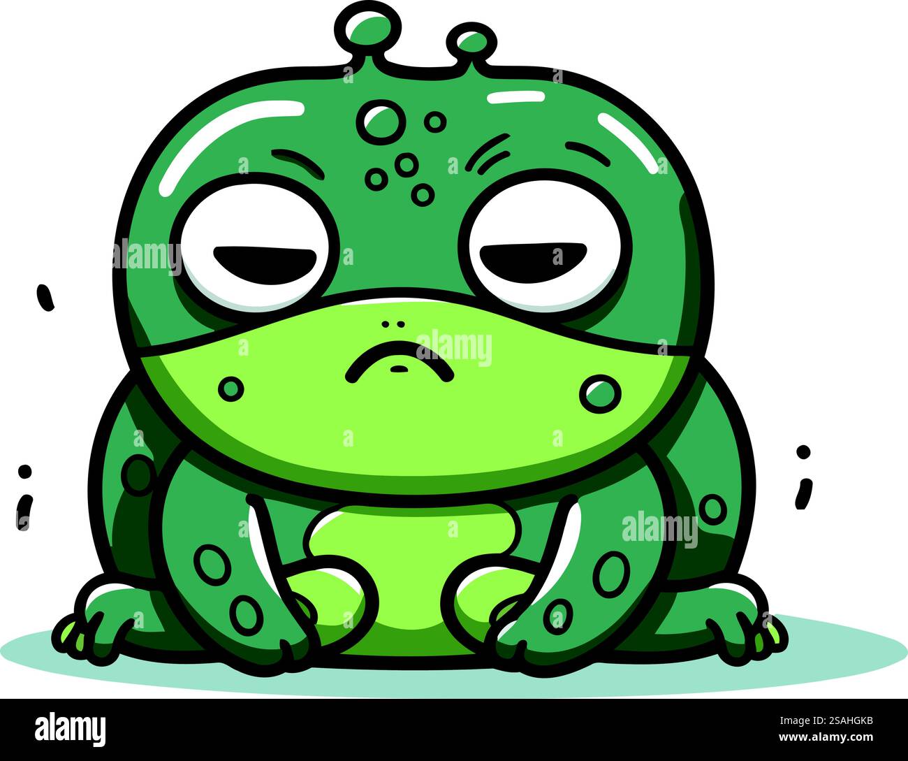 Cute cartoon frog sitting on the floor. Vector illustration isolated on ...