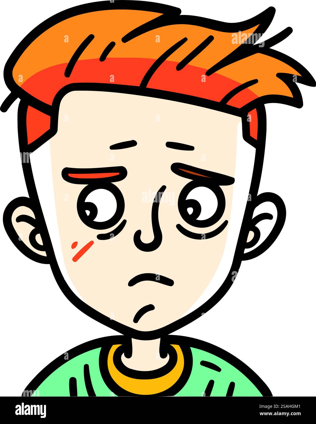 Cartoon man with a sad face. Vector illustration in a flat style Stock ...
