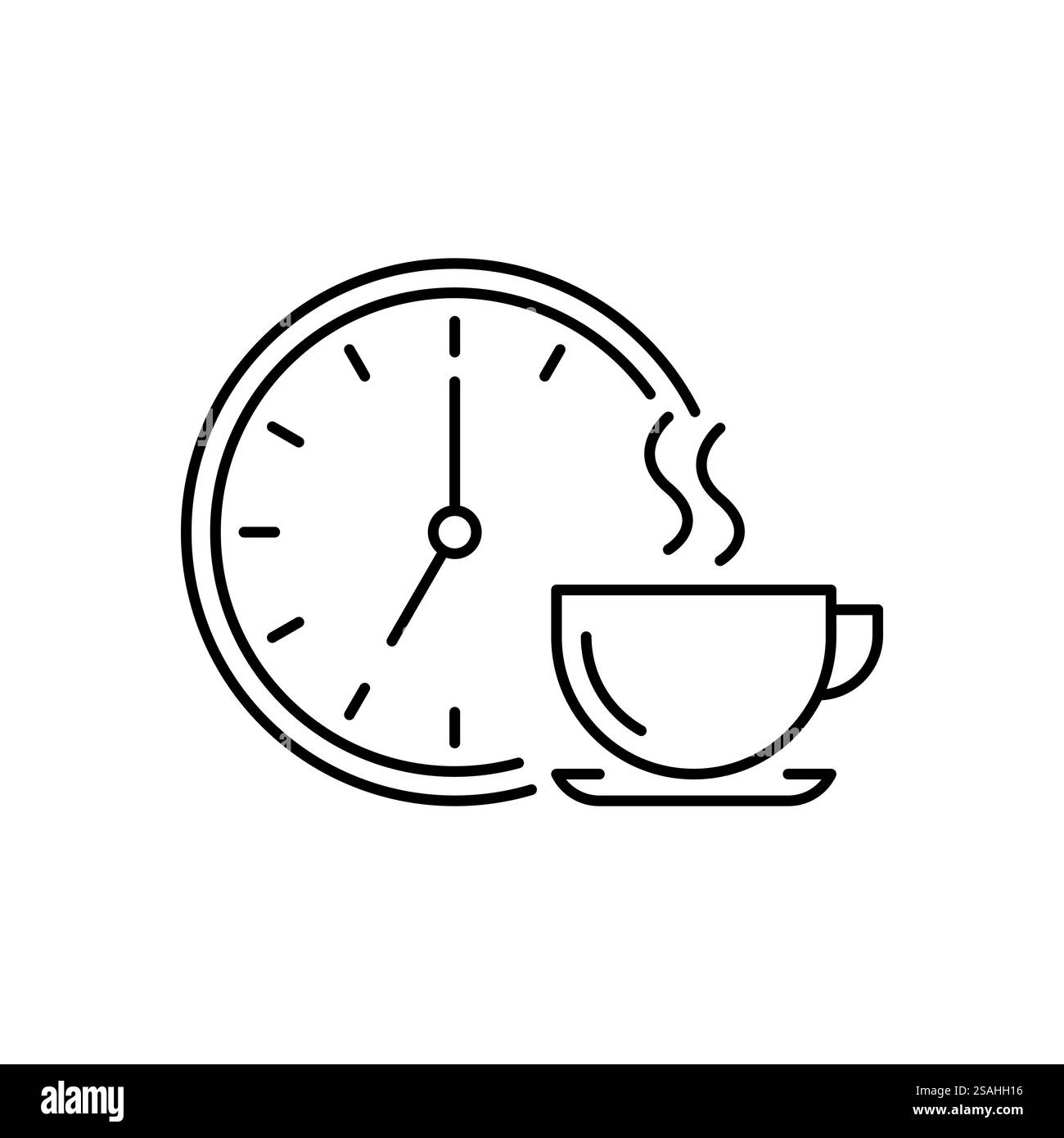 coffee time icon, tea time , thin linear symbol for web and mobile ...