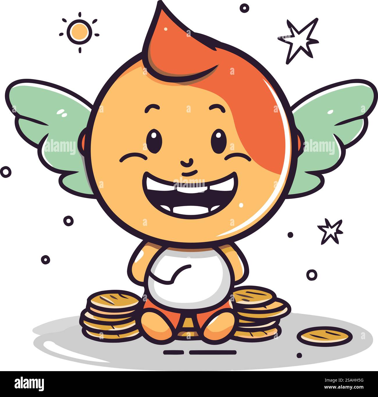 Cute Angel Cartoon Character with Money and Wings Vector Illustration ...