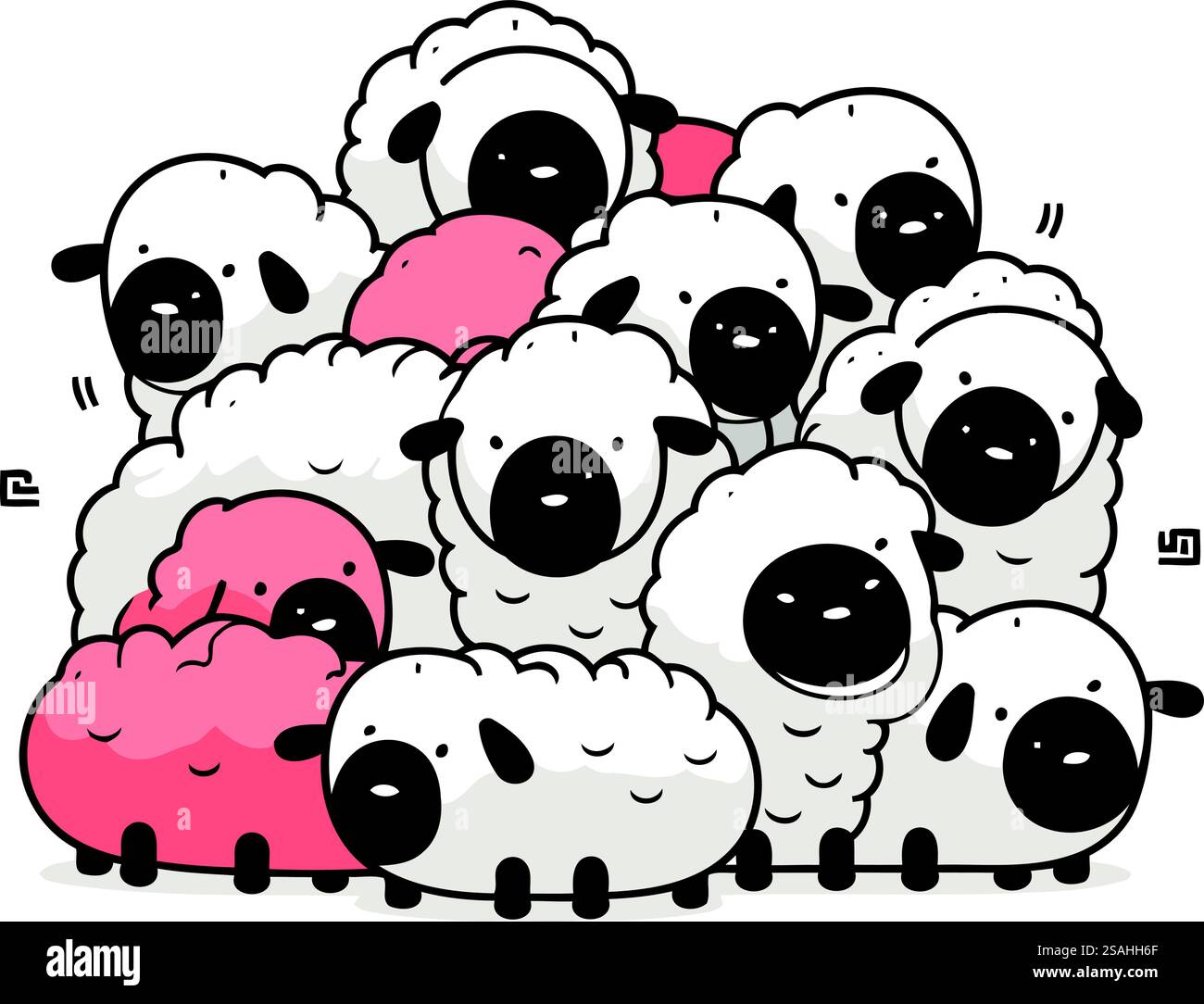 Funny sheep cartoon doodle vector illustration. Cute doodle sheep Stock ...