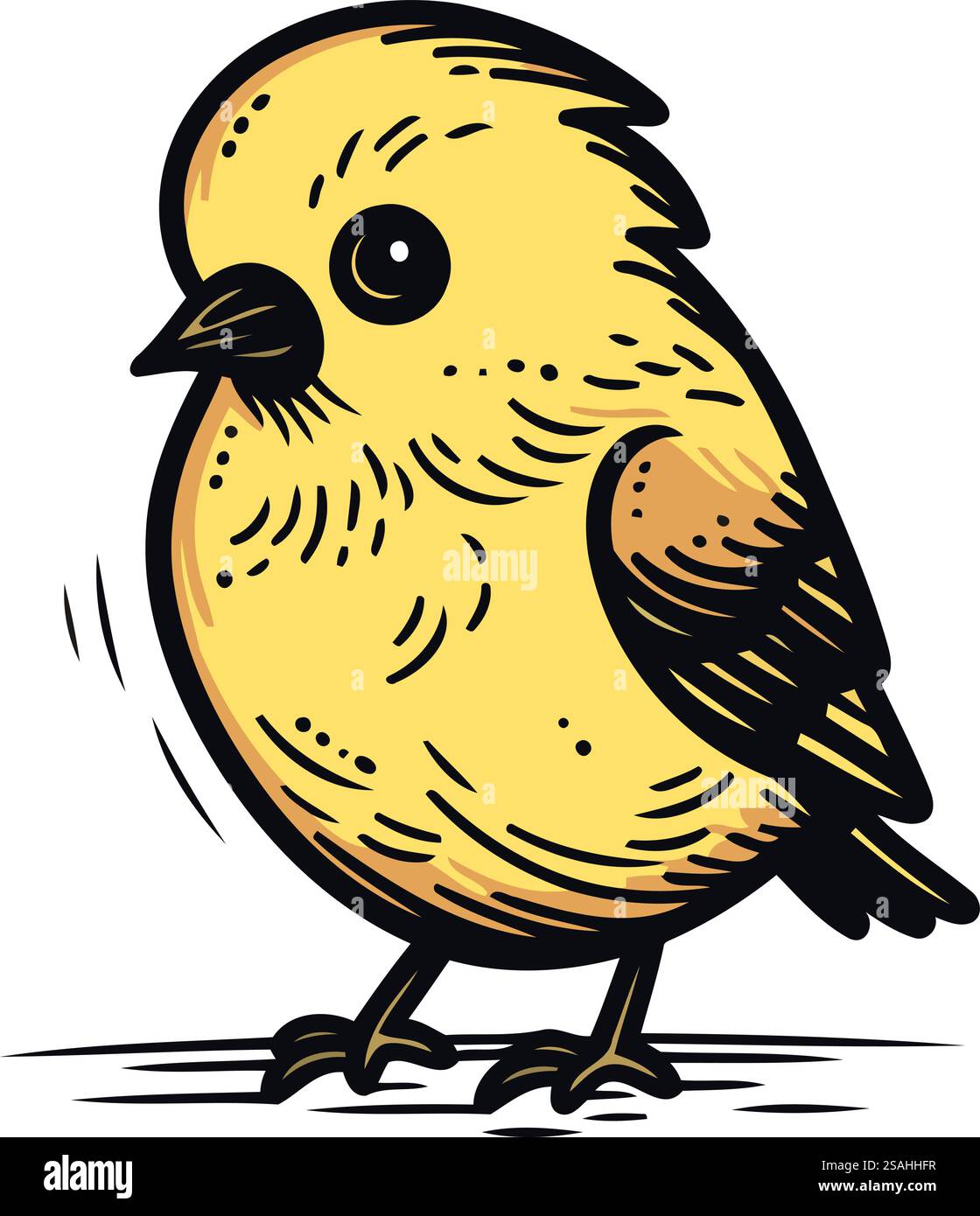 Illustration of a cute little yellow bird on a white background Stock ...