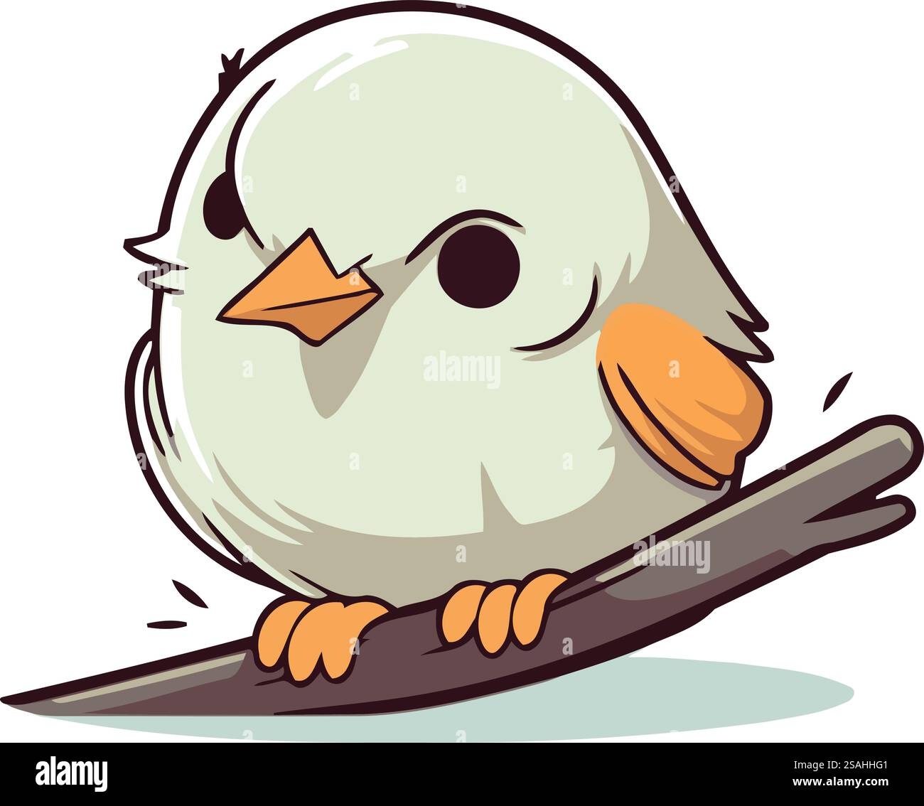 Cute little bird sitting on a branch. Vector cartoon illustration Stock ...