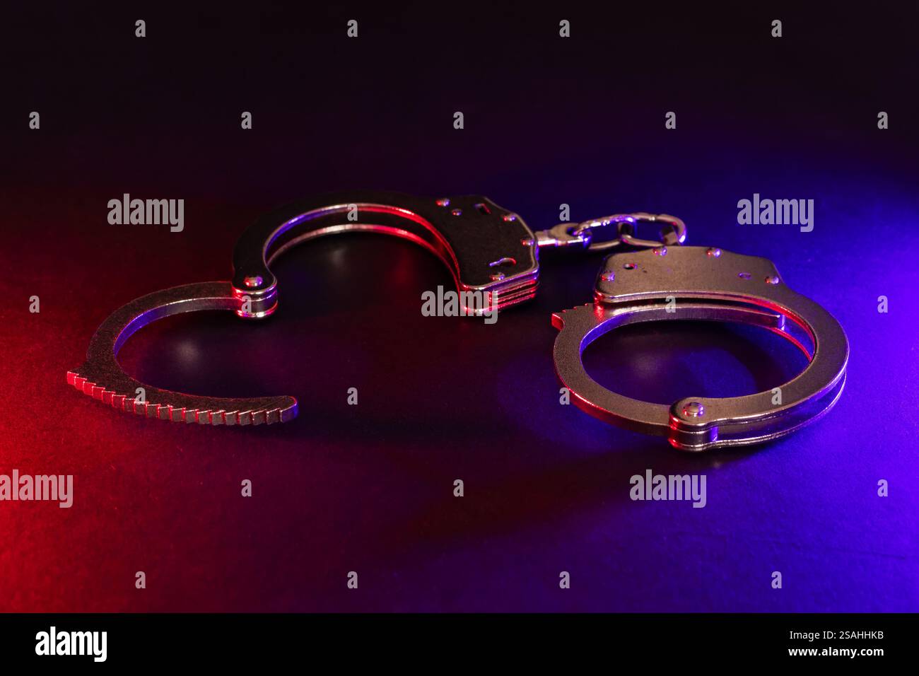 Police raid at night and you are under arrest concept. Silhouette of ...