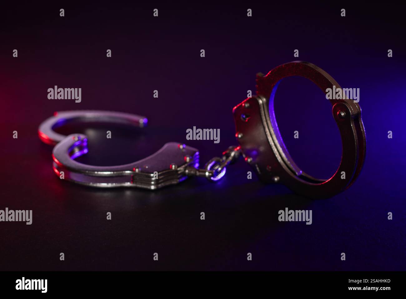 Police raid at night and you are under arrest concept. Silhouette of ...