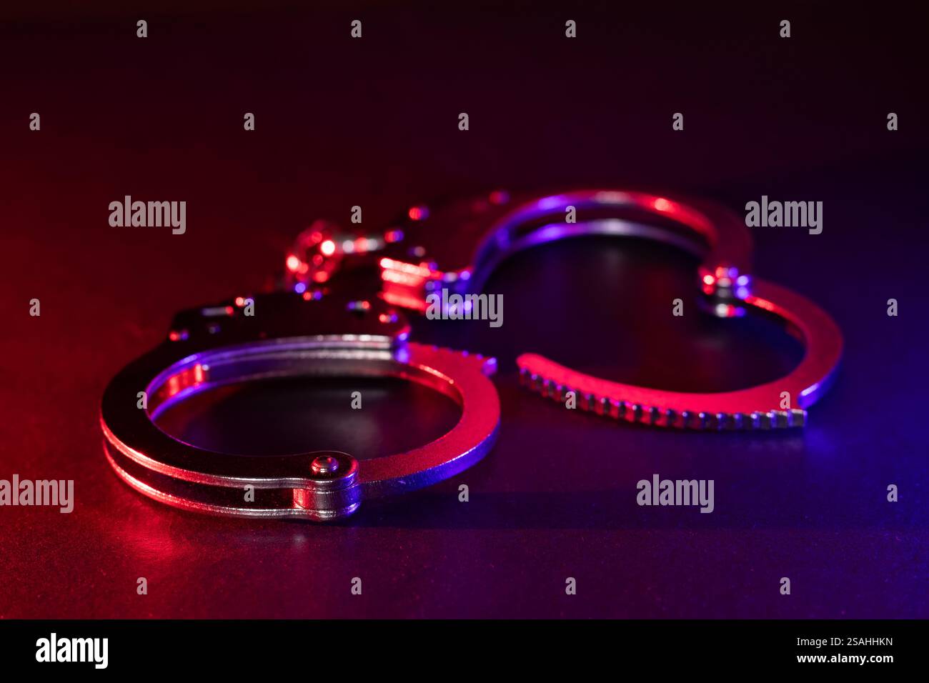 Police raid at night and you are under arrest concept. Silhouette of ...